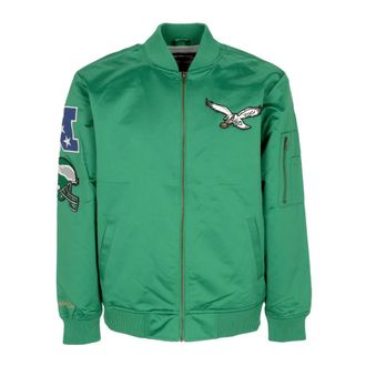 Mitchell & Ness Philadelphia Eagles Leichte Satin Bomberjacke - - Jackets - Herren - Gr&uuml;n - L