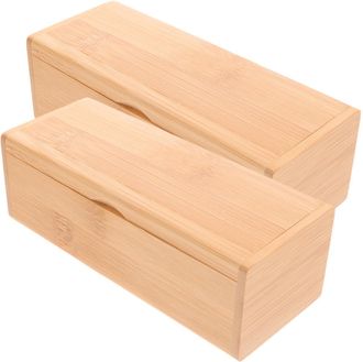 BESPORTBLE 2 Stück Bambus Aufbewahrungsbox mit Deckel Schmuck Schmuckschatulle für Uhren Brillen Handwerksbedarf Kleine Schmuckstücke Kompakte Holzbox für Erinne