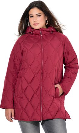 Ulla Popken Damen Hyprar Long-steppjacke, Wasserabweisend, 2-wege-zipper Steppjacke, Rubin, 42-44 EU