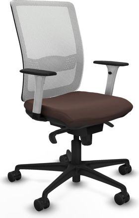 Piqueras y Crespo Haches Hochstuhl mit Rollen f&uuml;r B&uuml;ro mit wei&szlig;en und schwarzen Armlehnen, h&ouml;henverstellbare Lendenwirbelst&uuml;tze, mit 5 Positionen, Wei&szlig; / Dunkelbraun