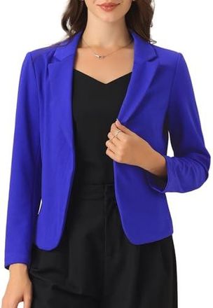 Allegra K Blazer Court Femme Ouvert sur Le Devant Veste daffaires Décontractée Veste de Costume de Travail Bleu Royal XL