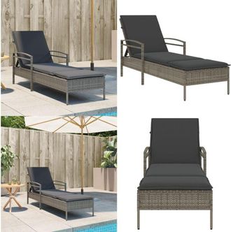 vidaXL Vidaxl - Sonnenliege mit Auflage Grau 63x200x81 cm Poly Rattan - Sonnenliege - Gartenliege - Relax Liege - Poolside Lounge Chair - Outdoor Furniture