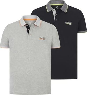 Jan Vanderstorm Homme Lot De 2 Polos Haraldfred Gris Argenté, 5XL (XXXXXL) - 72/74