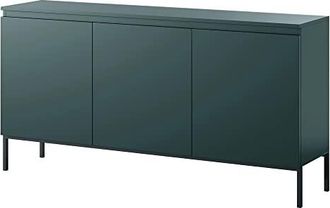 Selsey Kommode Schrank Aufbewahrungsschrank 150 cm 3 Türen 6 Fächer Dunkelgrün Schwarze Beine Bemmi