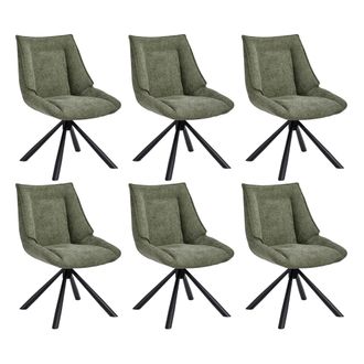 Duhome 6er Set Esszimmerstuhl Chenille Schminktischstuhl 180&deg; Drehbar Automatische R&uuml;ckstellfunktion Lounge Stuhl Modern f&uuml;r Wohnzimmer Schlafzimmer B&uuml;ro, Gr