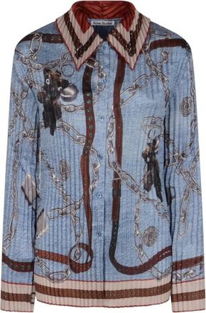 Acne Studios Femme, Blouses et Chemises, Bleu, Taille: 36 FR Chemise pliss&eacute;e boutonn&eacute;e
