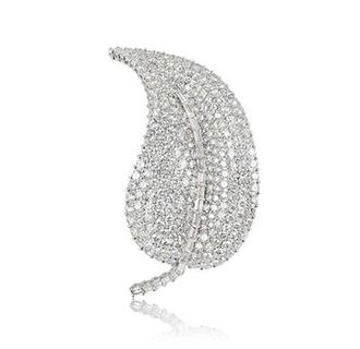 Bespoke 18ct White Gold Diamond Leaf Brooch