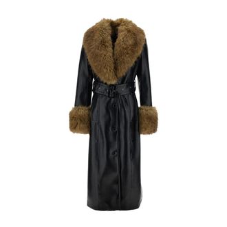 Stand Studio Langer G&uuml;rtelmantel aus Kunstleder - - Coats - Damen - Schwarzk - S