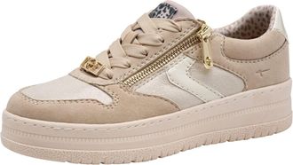 Tamaris Comfort Damen Sneaker flach zum Schn&uuml;ren mit Rei&szlig;verschluss, Beige (Beige Comb), 39 EU