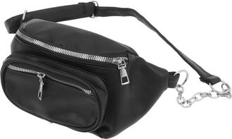 Yardwe Schicke Schwarze Kettentasche Damen Hüfttasche Modisch Vielseitig als Bauchtasche und Crossbody Bag für Handy Geldbörse und Karten für Alltag Shopping