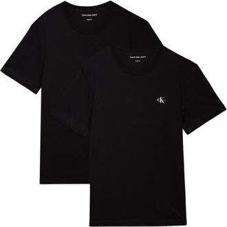 Calvin Klein Herren 2er Pack T-Shirts Kurzarm Monologo aus Baumwolle, Schwarz (Ck Black/Ck Black), XXL