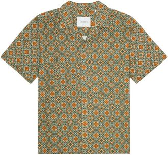 Les Deux Homme, Chemises, Vert, Taille: 2XL Ss Lukas Arabesque Aop Shirt