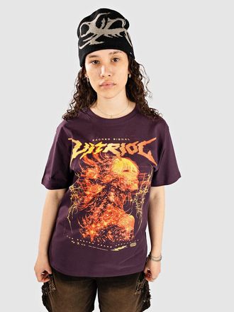 Vitriol Cyber Gothic Glitch Oversized T-Shirt plum purple