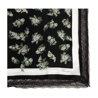 Dolce & Gabbana Seidenschal mit Spitze - - Accessories - Damen - Schwarzk - ONE SIZE