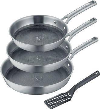 Berndes Pfannen Set Tricion Resist 3 tlg. - Bratpfanne 20 cm, 24 cm & 28 cm - mit Pfannenwender - Antihaftbeschichtung - Kratzfest & Backofengeeignet - Indukt