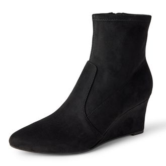 Amazon Essentials Damen Stiefeletten Mit Keilabsatz Und Rei&szlig;verschluss, Schwarz Optik Wildleder, 38.5 EU