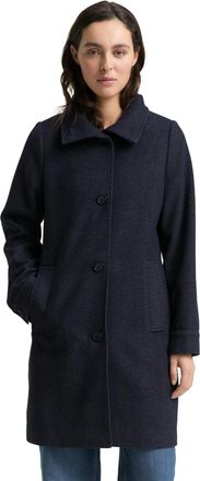 Tom Tailor Damen 1047522 Wollmantel mit Stehkragen, 38363-Navy Heringbone, XXL