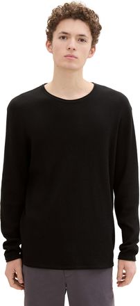 Tom Tailor Herren Strickpullover aus Baumwolle, 29999 - Black, XXL
