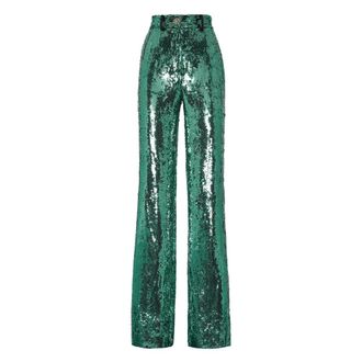 Philipp Plein Femme, Pantalons, Vert, Taille: 40 FR Long Pantalons Paillettes