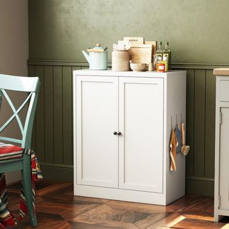 Generic HUQIQWE K&uuml;chenschrank Wei&szlig; 88 &times; 70 &times; 35 cm Aus Metall Mit H&ouml;henverstellbaren Einlegeb&ouml;den, L&uuml;ftungsseiten Und Wandbefestigung, Platzsparender Stauschr