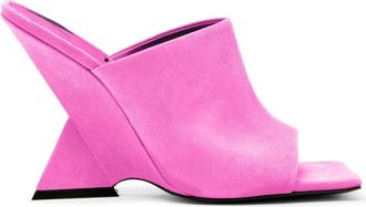 The Attico Femme, Chaussures, Rose, Taille: 37 EU Mule à Talon Compensé en Daim Rose Fluo
