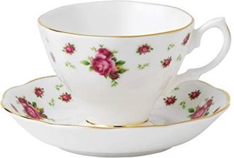 Royal Albert Modern Vintage NCRWTW26135 Teetasse und Untertasse, 2-teiliges Set, NCR Weiß, Knochenporzellan