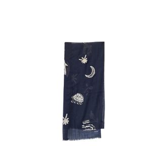 Paul Smith Femme, Accessoires, Bleu, Taille: ONE Size Sciarpa Ricamata Animaletti