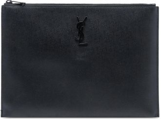 Saint Laurent Clutches - Grain De Poudre Monogram Monochrome iPad Case - Gr. unisize - in Schwarz - f&uuml;r Damen