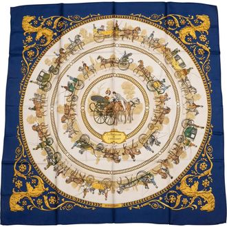 Herm&egrave;s T&uuml;cher & Schals - Hermes Classic La PROMENADE DE LONGCHAMPS Silk C - Gr. unisize - in Blau - f&uuml;r Damen