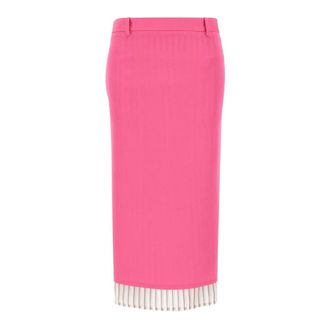 The Attico Femme, Jupes, Rose, Taille: 34 FR Striped-trim Midi Skirt