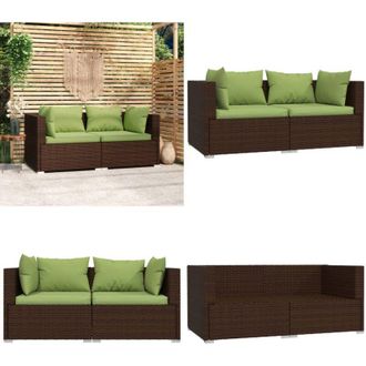vidaXL 2-Sitzer-Sofa mit Kissen Braun Poly Rattan - Gartenm&ouml;beln - Ratan M&ouml;bel - Eck Sofa - Au&szlig;enbereichs M&ouml;bel - Balkon M&ouml;bel - Home & Living