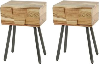 M&S Collection M&s - Lot de 2 chevets 1 tiroir 40x30x60 cm en acacia naturel et métal noir