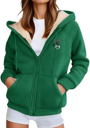 Generic Vestes unisexes &agrave; capuche en polaire &agrave; fermeture &eacute;clair pour femme, veste dhiver chaude et douce avec poches pour sports de plein air d&eacute;contract&eacute;s, ve