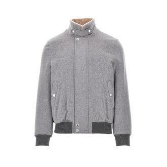 Brunello Cucinelli Gef&uuml;tterte Wildleder-Blousonjacke - - Jackets - Herren - Grau - M
