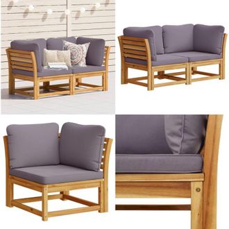 vidaXL Gartensofa mit Kissen 2-Sitzer Massivholz Akazie - Gartensofa - Holzsessel - Gartenlounge - Esszimmerset - Balkonm&ouml;beln - Home & Living