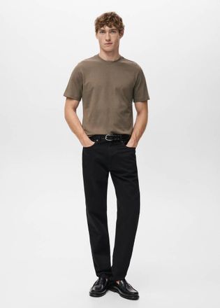 Mango T-shirt slim-fit 100 % coton marron moyen - Homme - XS - MANGO MAN