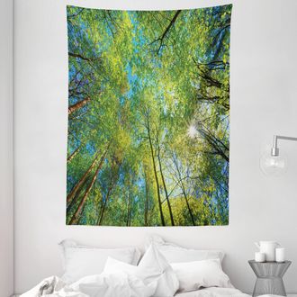 Abakuhaus Landschaft Wandteppich, Weide Flora in der Natur, Wohnzimmer Schlafzimmer Heim Seidiges Satin Wandteppich, 150 x 200 cm, Gr&uuml;n