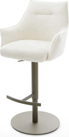 DELIFE Barstuhl Alja-Flex Boucl&eacute; Soft Beige Drehfu&szlig; h&ouml;henverstellbar Metall Titanfarben Taschenfederkern, Barst&uuml;hle