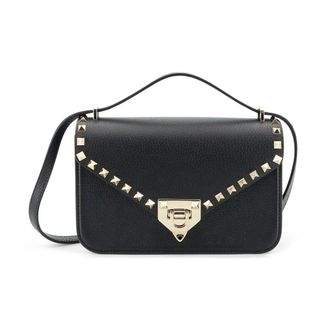 Valentino Garavani Nieten-Umh&auml;ngetasche mit &Uuml;berschlag - - Bags - Damen - Schwarzk - ONE SIZE