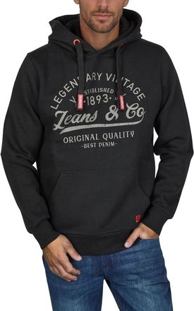 Riverso Hoodie Herren Regular Fit RIVArmin Kapuzenpullover Pullover Print Schwarz 3XL, Größe:3XL, Farbe:Black-Tahiti Pearl Grey-Formula Red