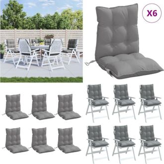 vidaXL Niedriglehner-Auflagen 6 Stk. Grau Oxford-Gewebe - Niedriglehner Auflagen - Gartenstuhlkissen - Oxford Stoff - Wasserabweisend - Grau - Home & Living