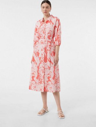 Comma Midikleid Kleid Midikleid aus Viskose mit All-over-Print und 3/4-&Auml;rmeln