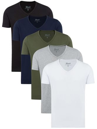 Yazubi Mythic - Slim Fit Sport Tshirts Im Multicolor Set - Basic V-Ausschnitt Tshirt im Multipack - 5er Pack T-Shirts für Herren, Mix (mix1), L