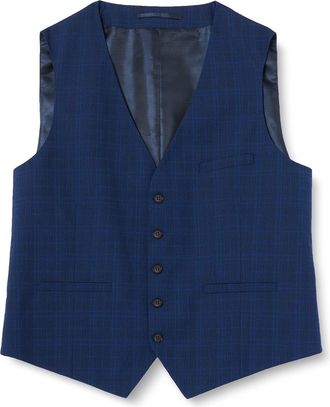 Burton Menswear London Herren Tonal Prince of Wales Slim Vest Weste, Blau (Blau 110), 44R (Size:Large)