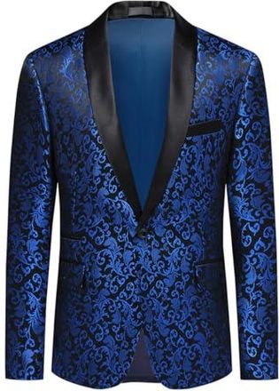 AlltheMen Blazer Veste de Costume Homme Mince daffaires décontraction Couleur Unique Un Bouton Luxe Formelle Mariage Dîner daffaires Bleu XXL