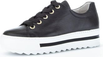 Gabor Damen Low-Top Sneaker, Frauen Halbschuhe,Wechselfu&szlig;bett,Moderate Mehrweite (G),Strassenschuhe,Sportschuhe,schwarz (Gold),40 EU / 6.5 UK