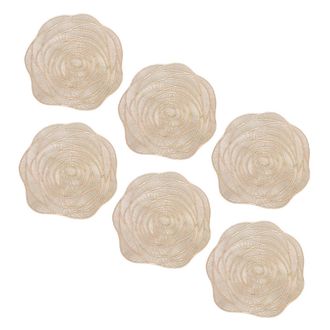 NUOBESTY 6 St&uuml;ck PVC Tischsets mit Rosenmuster rutschfest Hitzebest&auml;ndig 38cm Party und Valentinstags Dekoration Geschirr Bechermatten f&uuml;r Esstisch