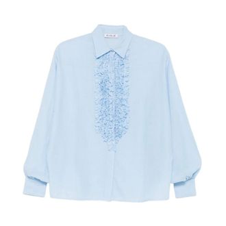 SoSUE Femme, Blouses et Chemises, Bleu, Taille: 40 FR Chemise &agrave; Volants sur le Devant