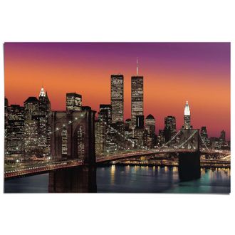 Reinders Poster, New York Brooklyn Bridge, Wohnzimmer, Poster, Wanddeko, Room Decor, 150 gr. gl&auml;nzend Bilderdruckpapier, Orange, 61 x 91,5cm