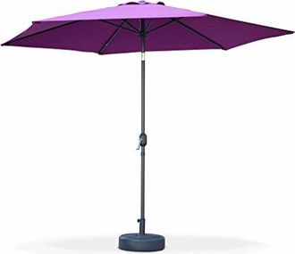 Alice's Garden Parasol droit rond &Oslash;300cm - Touquet Prune - m&acirc;t central en aluminium orientable et manivelle douverture